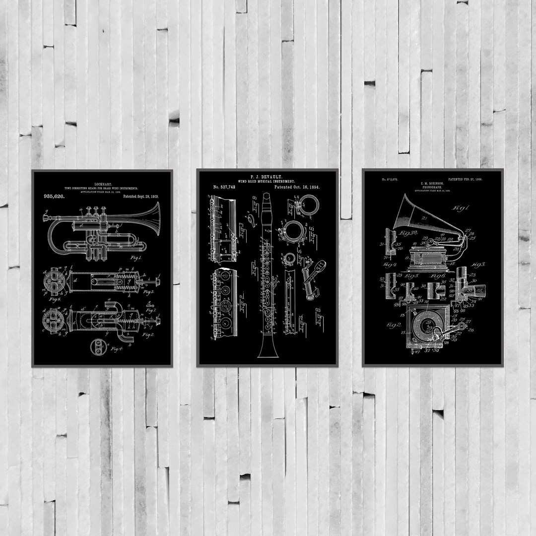 Musical Black and White Instrument Music Poster, Fine Art Giclee - Etsy ...