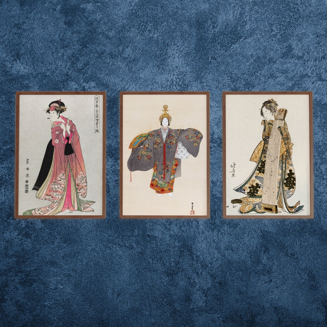 Japanese Woman Posters, 3 Piece Wall Art, Asian Modern Art With ...
