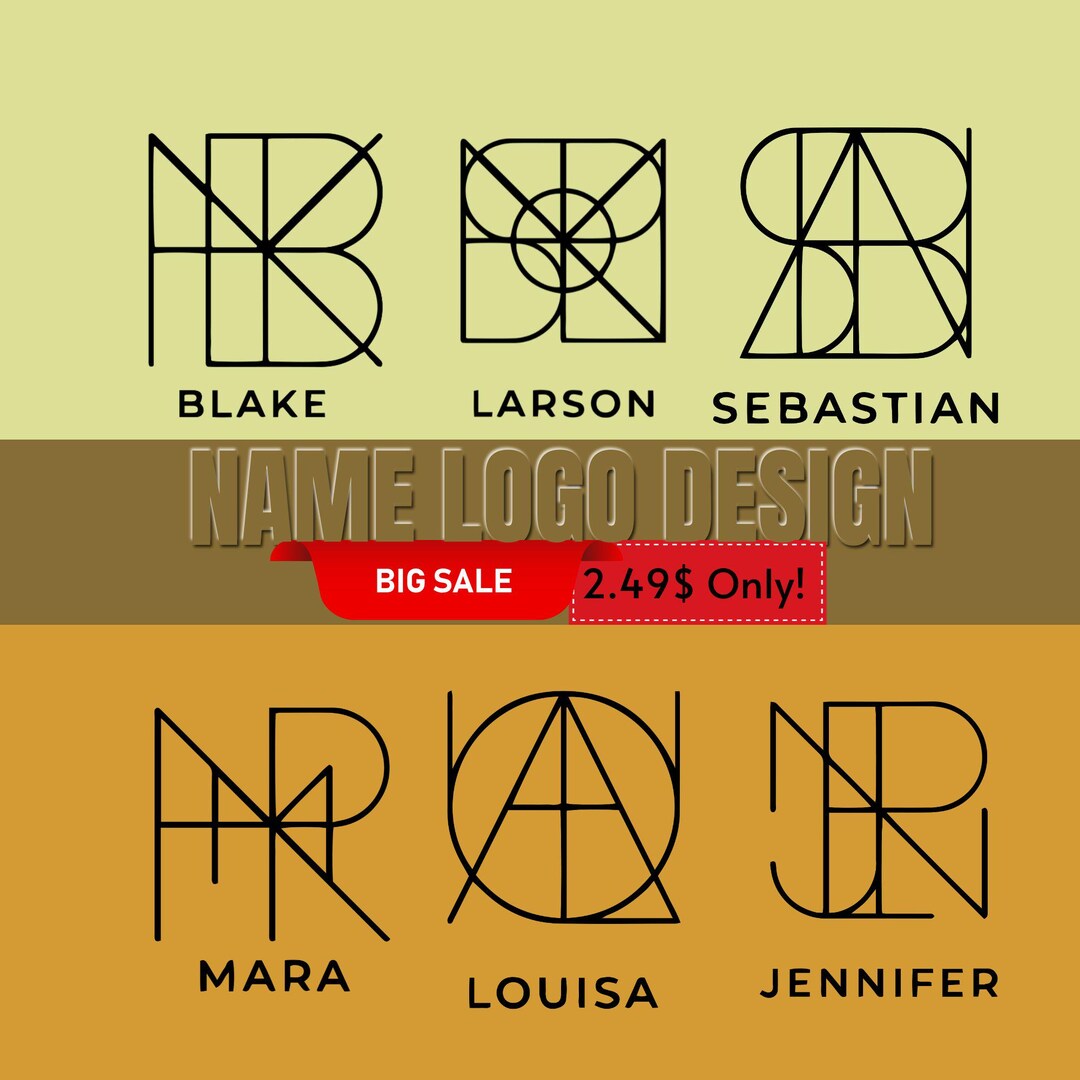 Custom Name Logo: Geometric Minimalist Design - Etsy