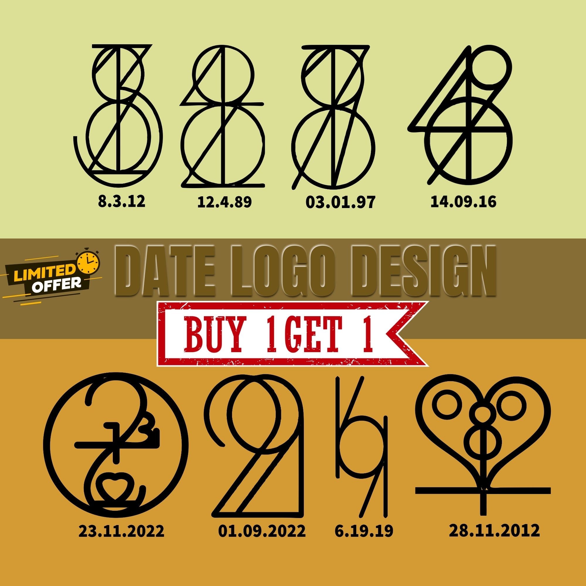 Special Date Logo, Custom Number Logo, Wedding Date Tattoo, Birth Time ...