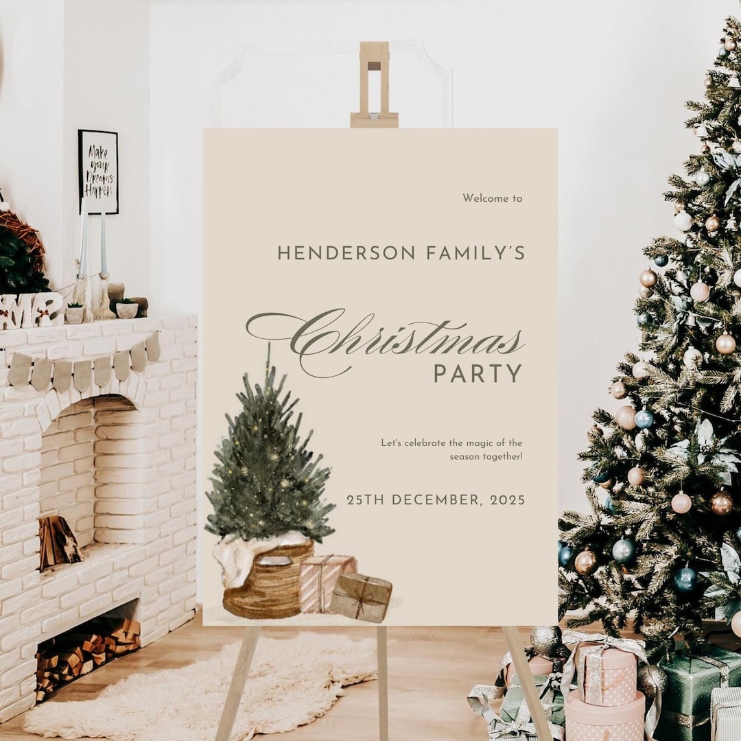 Christmas Party Welcome Sign Template Printable Holiday Dinner Welcome ...