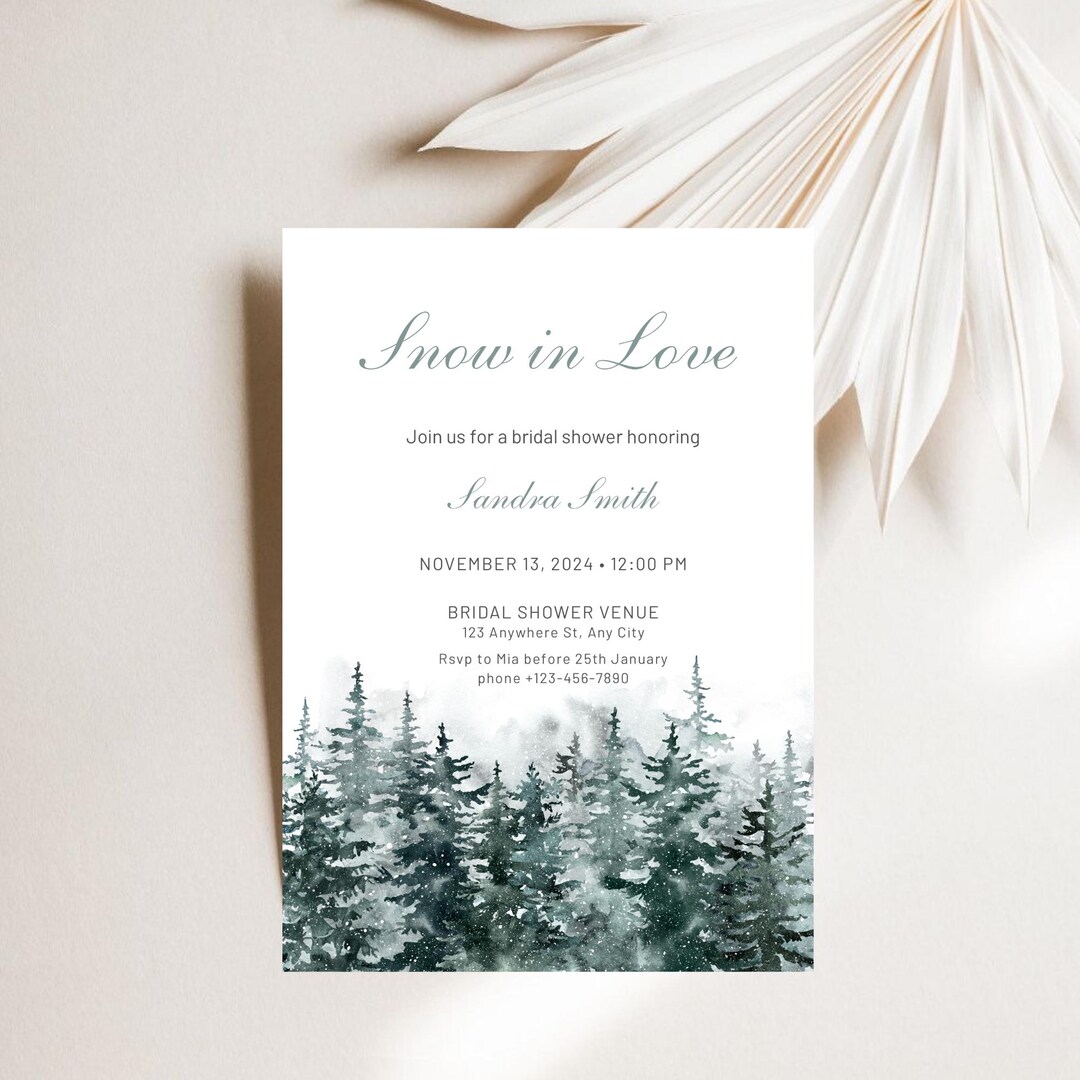 Snow in Love Bridal Shower Invitation Template Winter Bridal Party ...