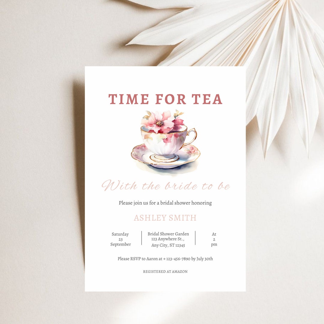 Time for Tea Invitation Template Bridal Shower Invites Floral Tea Party ...