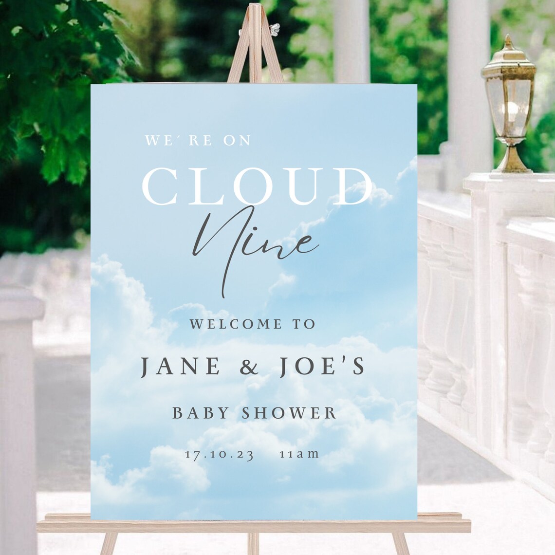 On Cloud Nine Baby Boy Shower Welcome Sign,were on Cloud Nine Baby ...
