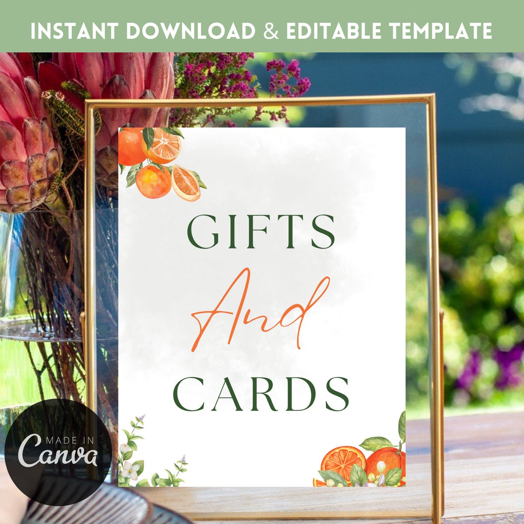 Editable Orange Themed Baby Shower Sign Templates,5 Customazible Citrus ...