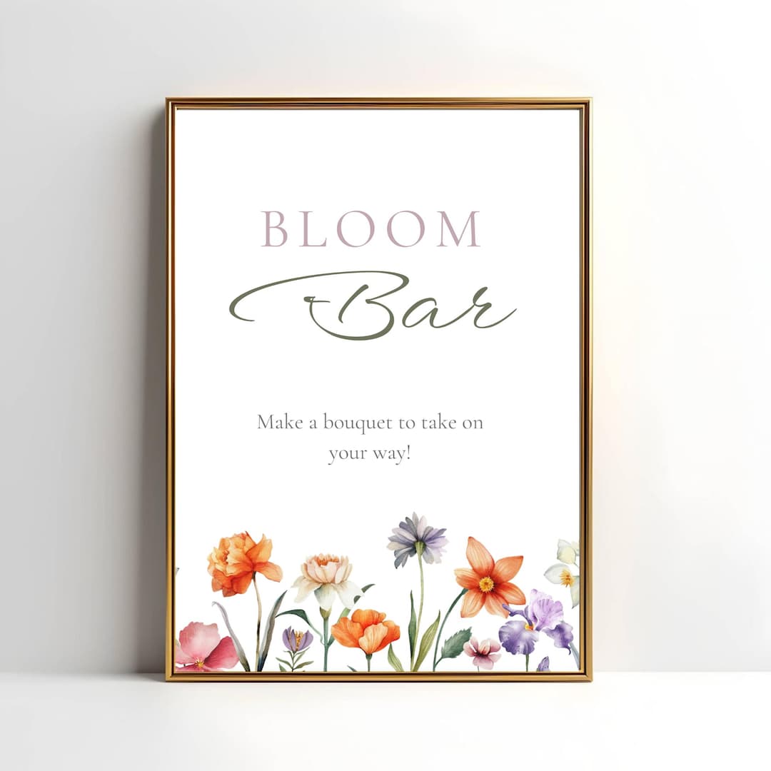 Bloom Bar Sign Template Printable Floral Bridal Shower Decorations Make ...