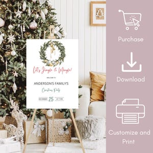 Jingle and Mingle Welcome Sign Template Printable Holiday Dinner ...