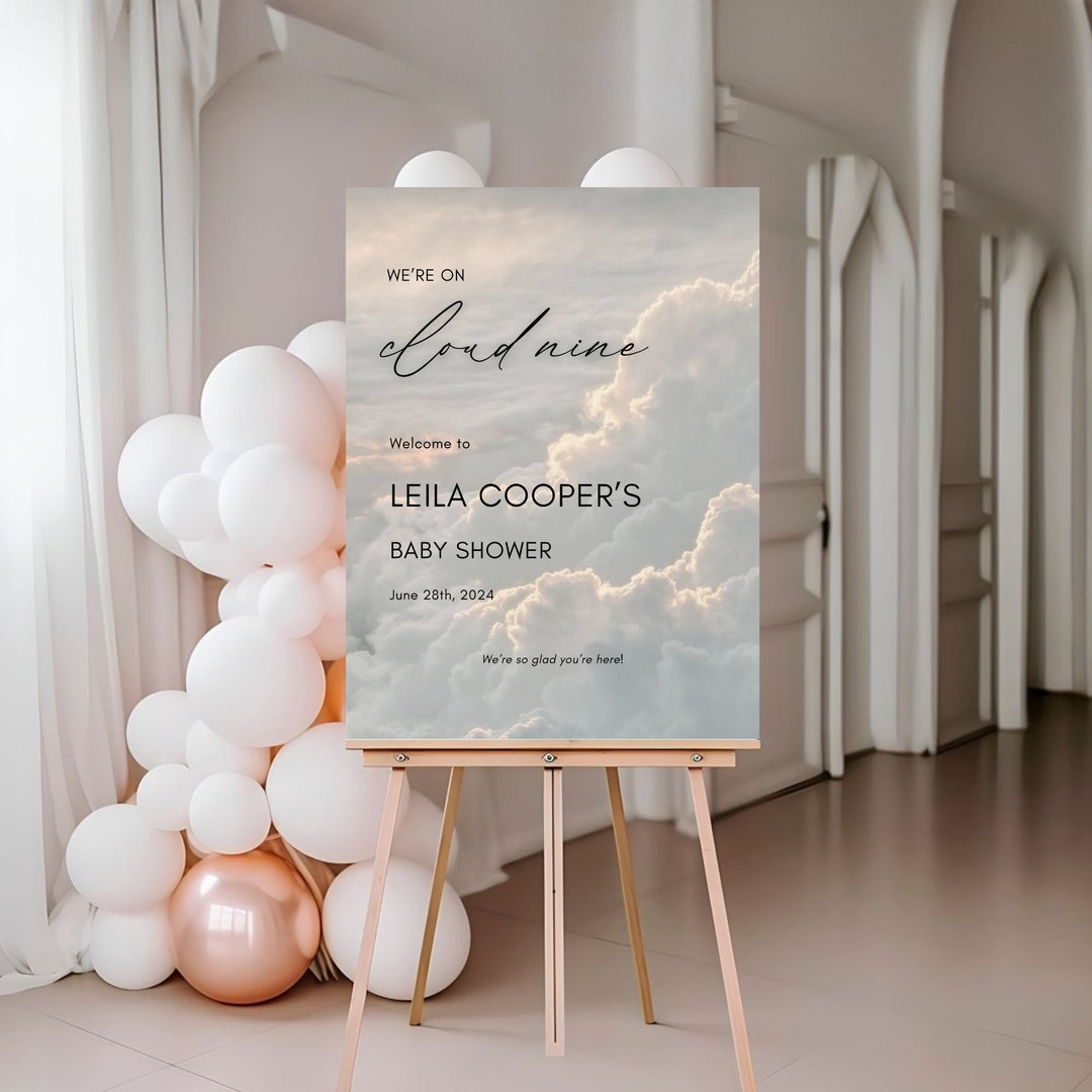 Cloud Nine Baby Shower Welcome Sign: Gender Neutral Printable (18x24 ...