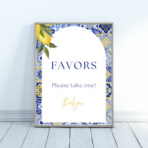 Amalfi Coastal Signs Template Mediterranean Blue Tiles and Lemon Themed ...