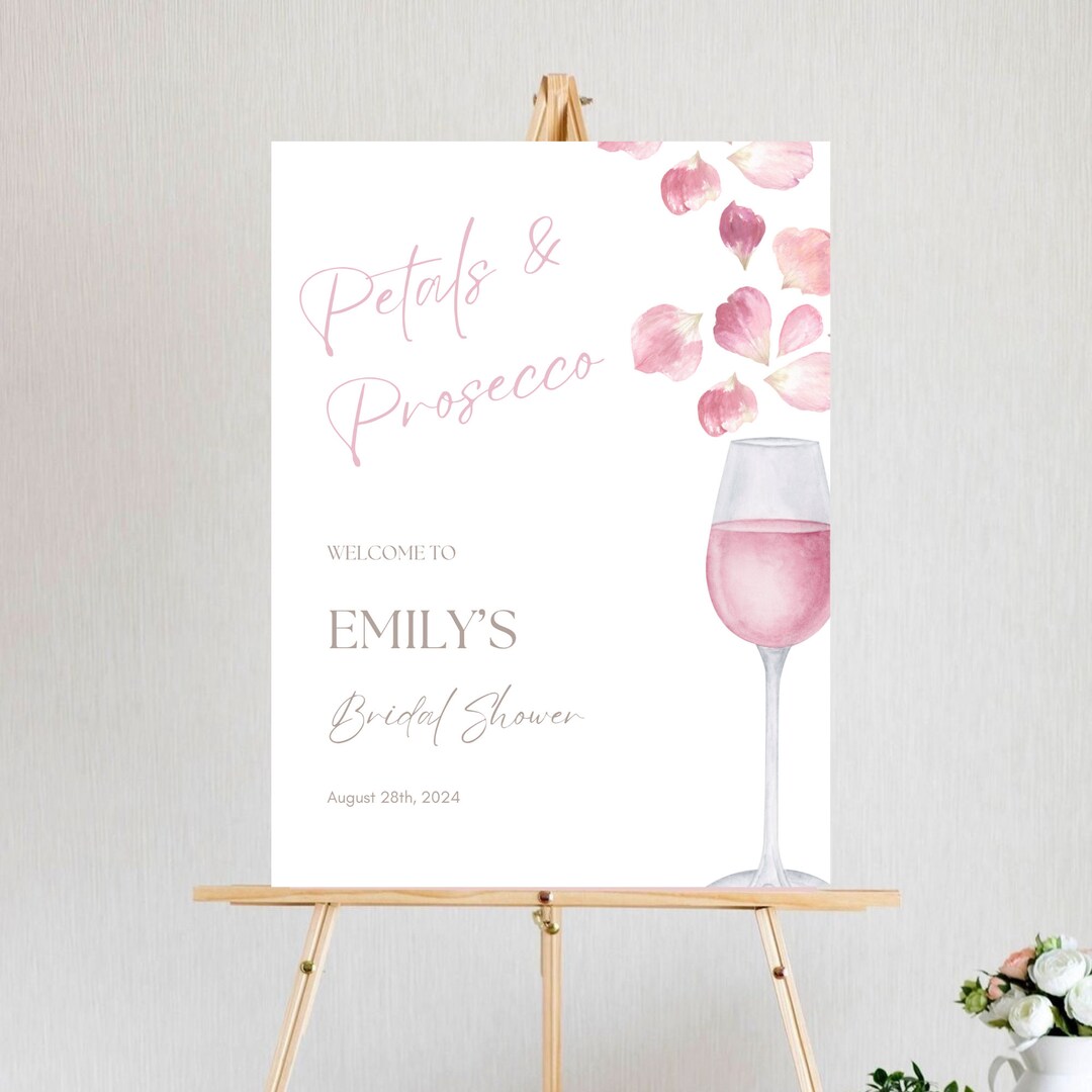 Petals and Prosecco Welcome Sign Template Bridal Shower Banner Minimal ...