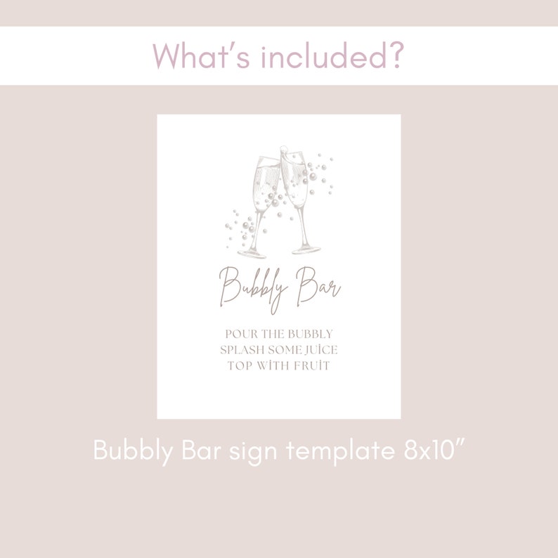 Pearls and Prosecco Bubbly Bar Sign Template: Bridal Shower Decor (8x10 ...