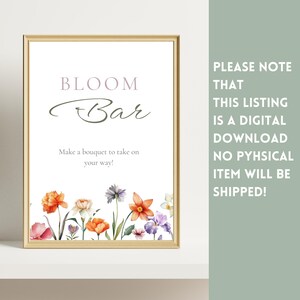 Bloom Bar Sign Template Printable Floral Bridal Shower Decorations Make ...