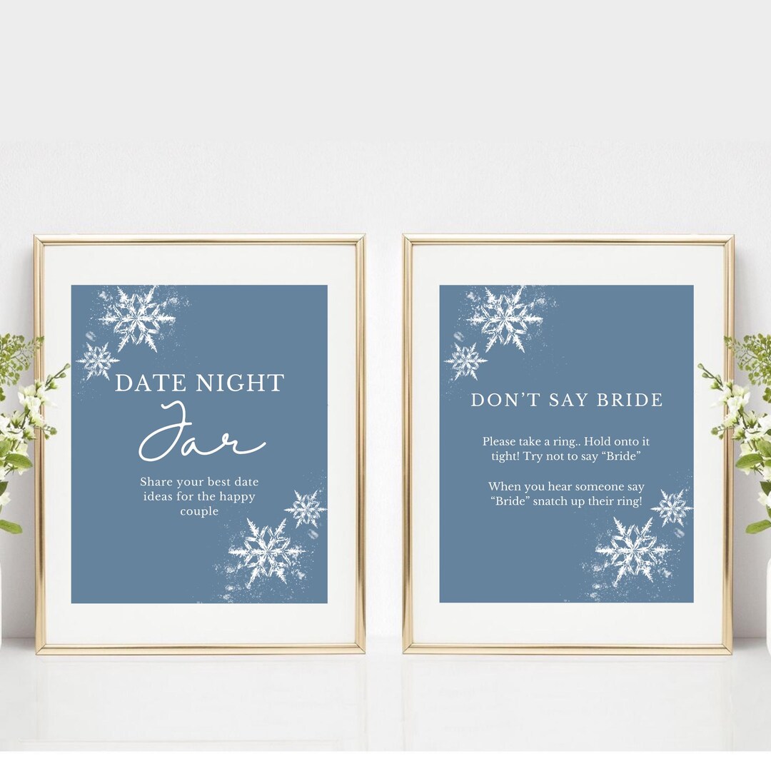 Snow in Love 10 Activity Sign Template Winter Bridal Shower Decorations ...