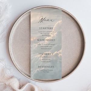 Modern Cloud 9 Dinner Menu Template Printable Clouds Dinner Menu Card ...