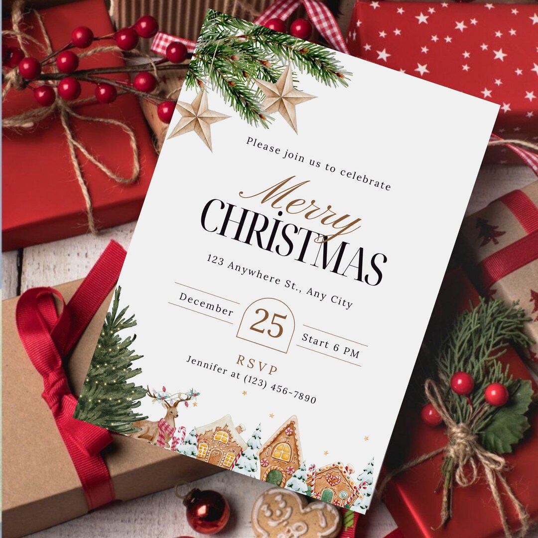 Editable Neutral Christmas Party Invitation Christmas Party - Etsy