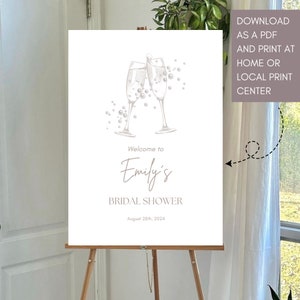Pearls and Prosecco Welcome Sign Template Bridal Shower Banner Minimal ...