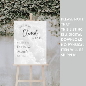 On Cloud Nine Baby Shower Welcome Sign,we’re on Cloud Nine Baby Shower ...