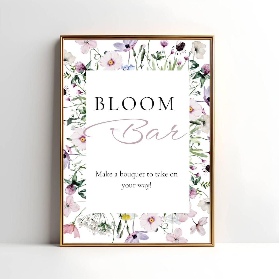 Bloom Bar Sign Template Printable Floral Bridal Shower Decorations Make ...