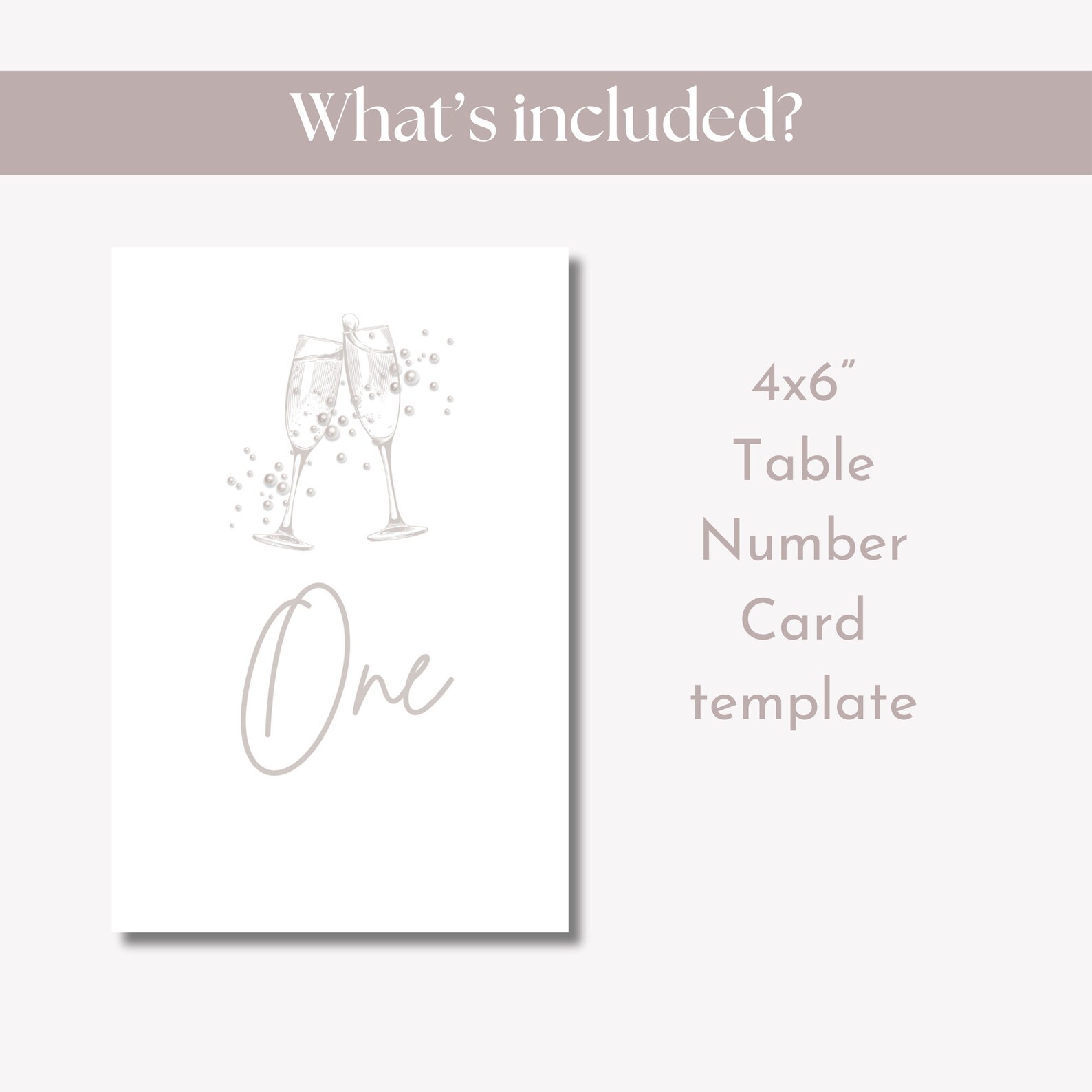 Pearls and Prosecco Table Number Card Template Minimal Pearls and ...