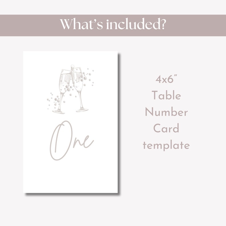 Pearls and Prosecco Table Number Card Template Minimal Pearls and ...
