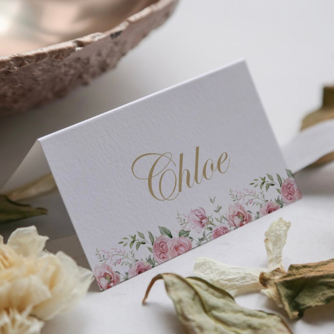 Bridgerton Place Card Template Victorian Floral Folded Place Card ...
