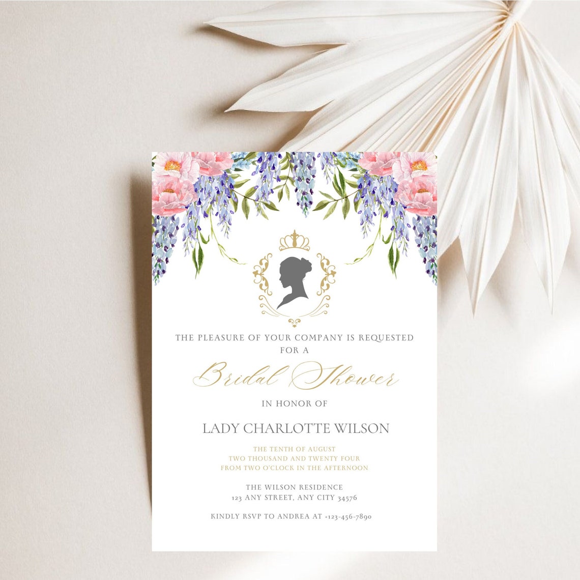 Bridgerton Invitation Template Bridal Shower Invites Floral Royal ...