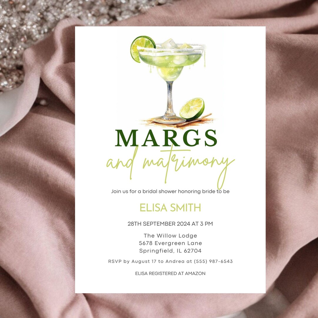 Margs and Matrimony Invitation Template Bridal Shower Invites Minimal ...