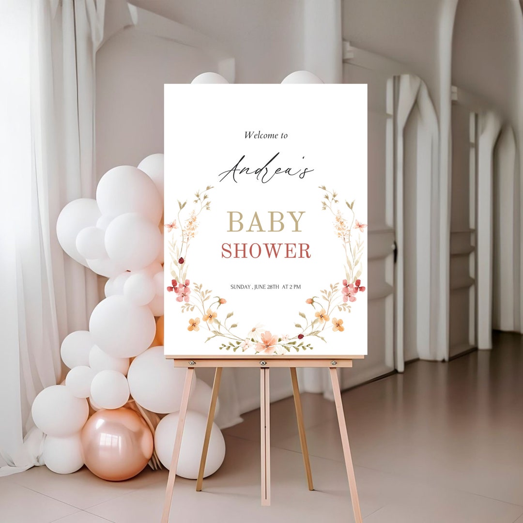 Baby in Bloom Baby Shower Welcome Sign Template,printable Pink Floral ...
