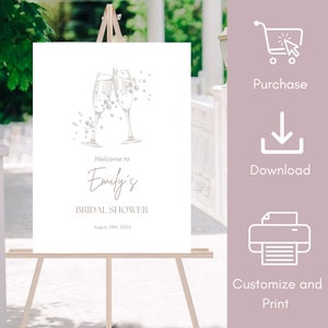 Pearls and Prosecco Welcome Sign Template Bridal Shower Banner Minimal ...