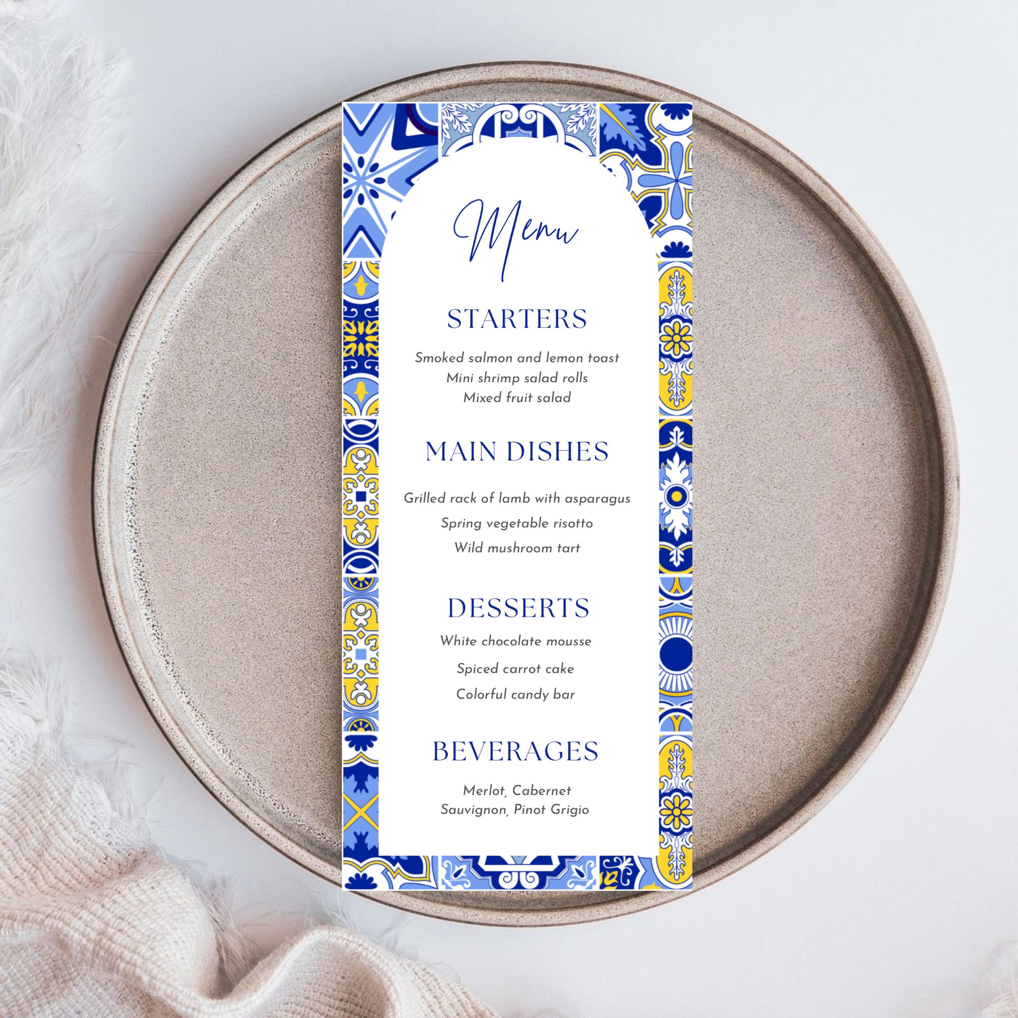 Amalfi Coastal Dinner Menu Template Lemon Party Dinner Menu Printable ...