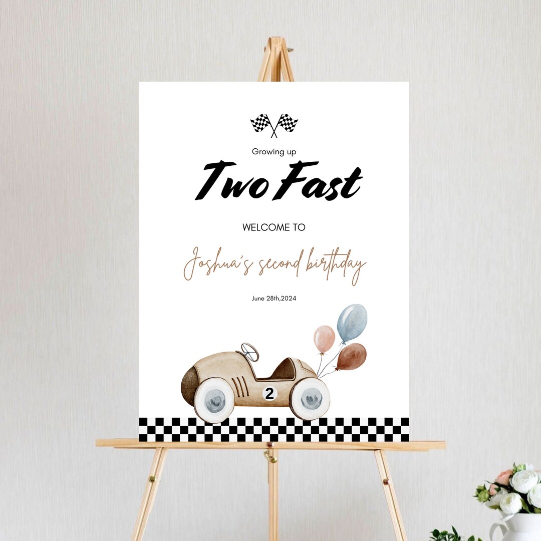 Second Birthday Welcome Sign Template Growing up Two Fast Printable ...