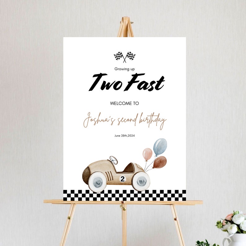 Second Birthday Welcome Sign Template Growing up Two Fast Printable ...