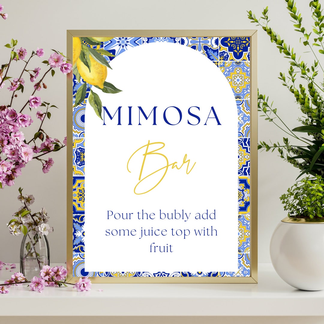 Amalfi Coastal Signs Template Mediterranean Blue Tiles and Lemon Themed ...