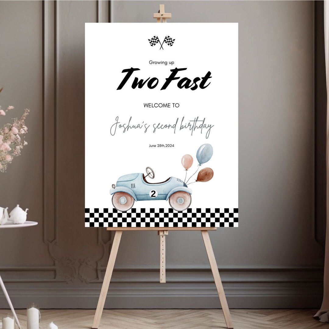 Second Birthday Welcome Sign Template Growing up Two Fast Printable ...