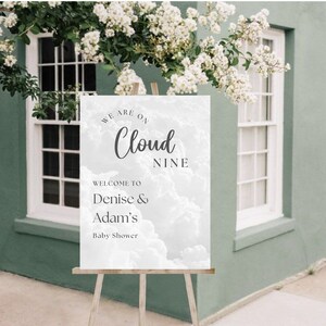 On Cloud Nine Baby Shower Welcome Sign,we’re on Cloud Nine Baby Shower ...