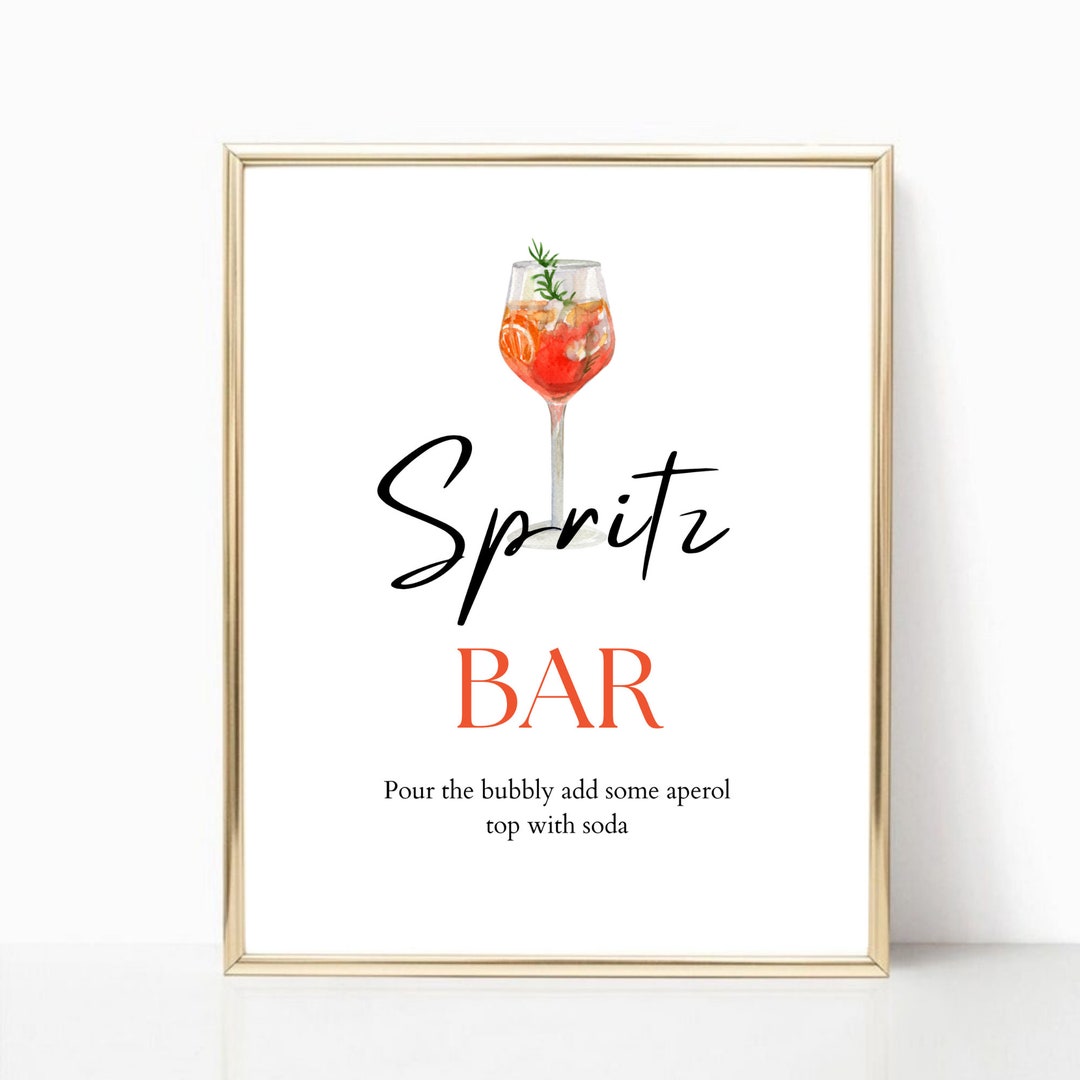 Aperol Spritz Bar Sign Template Love at First Spritz Bridal Shower Bar ...