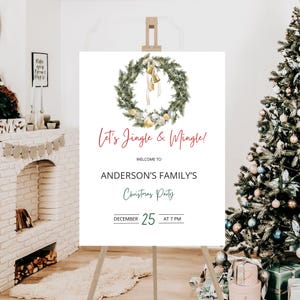 Jingle and Mingle Welcome Sign Template Printable Holiday Dinner ...
