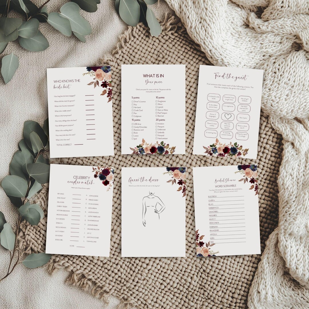 Bridal Shower Game Bundle - Fall in Love Theme Printable PDF Templates ...