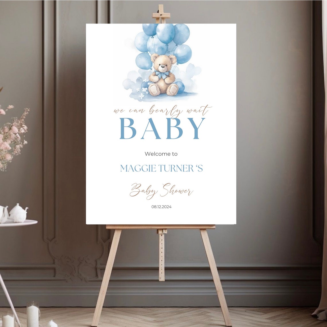 Teddy Bear Baby Shower Welcome Sign: Blue Balloons (printable) - Etsy
