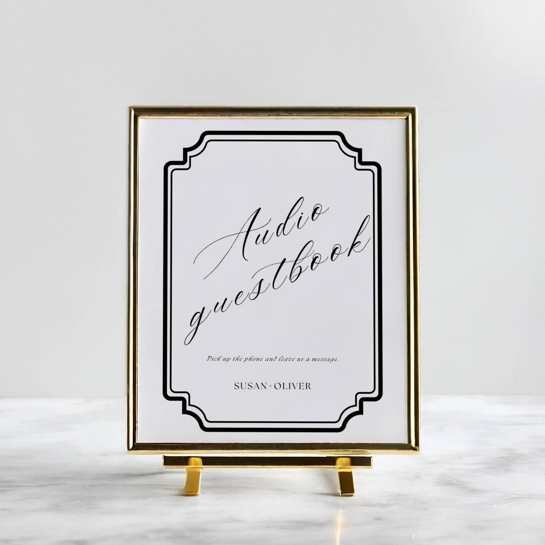 Audio Guestbook Sign Template: Elegant Wedding Decor (8x10'' Editable ...