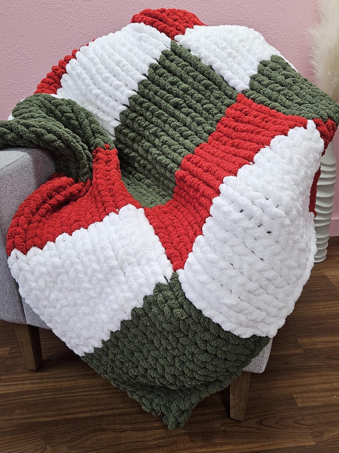 Checkered Chunky Blanket - Etsy
