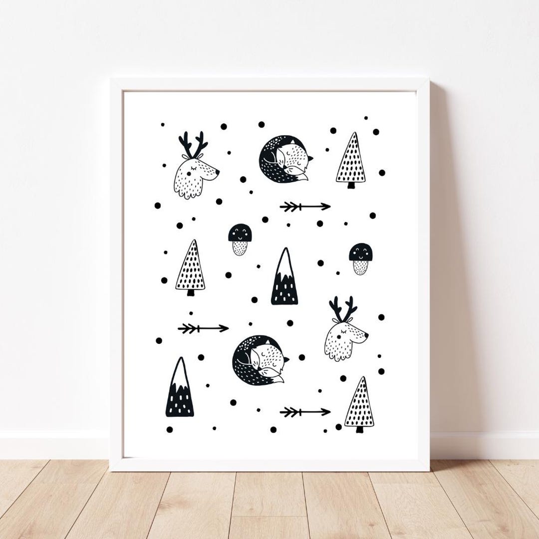 Scandi Themed Mono Print, Children's Wall Art, Kids Posters, Print at ...