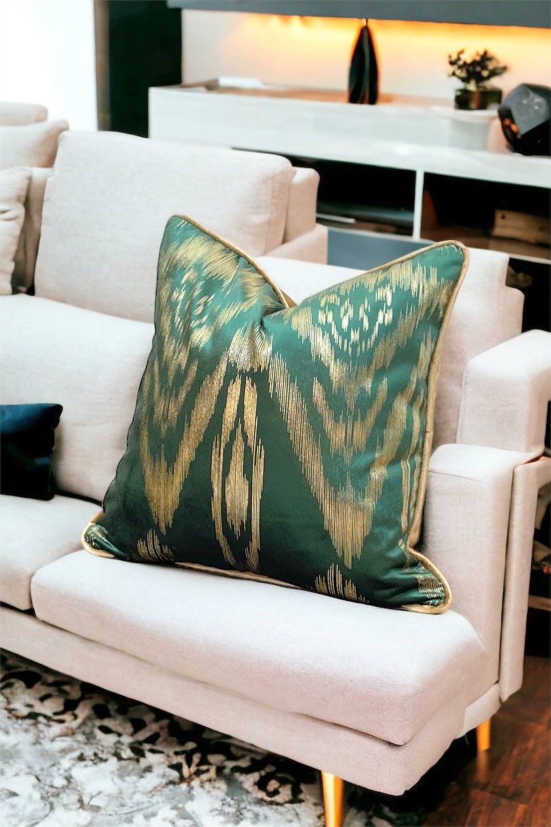 Emerald Green Gold Piping Velvet Pillow Case,throw Pillows,hand Made ...