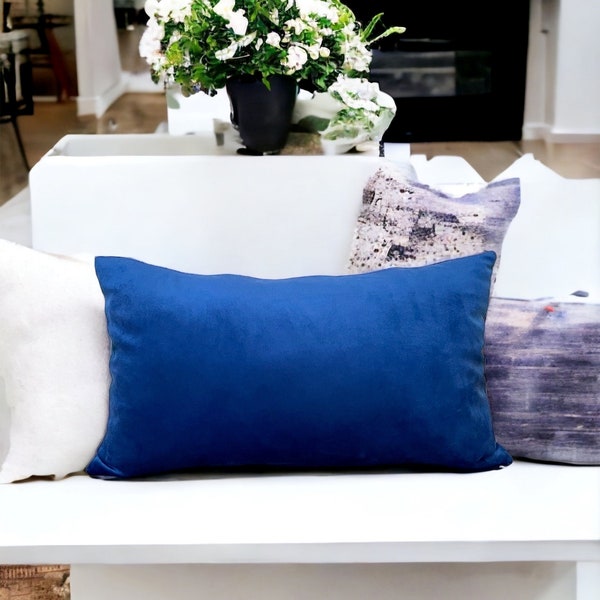 Blue Velvet Lumbar Pillow - Etsy