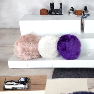 Purple Circle Faux Fur Cushions,cute Pillows,throw Pillows,home ...