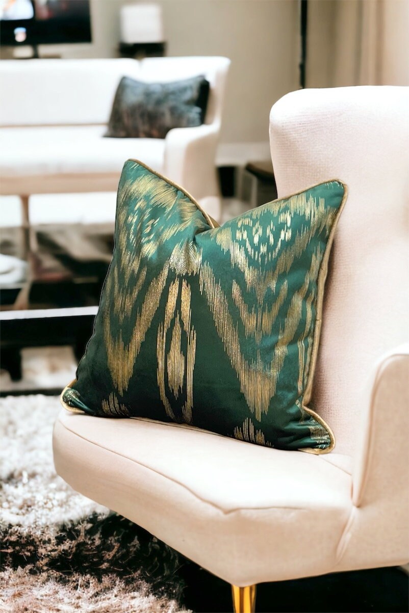 Emerald Green Gold Piping Velvet Pillow Case,throw Pillows,hand Made ...