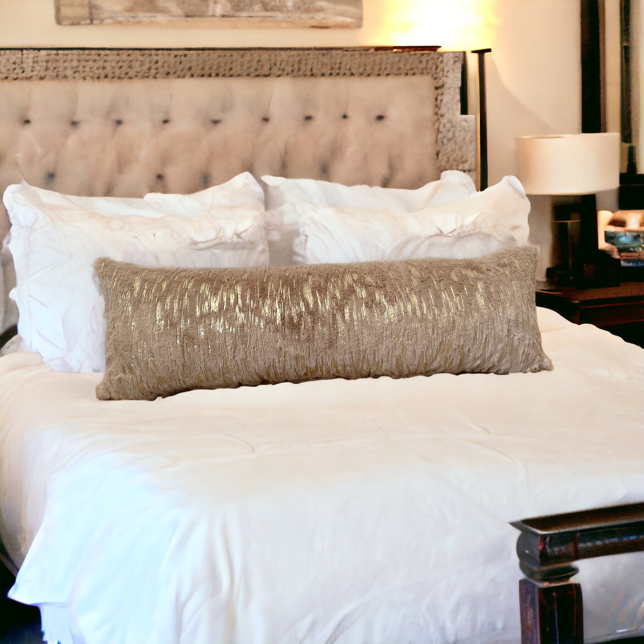 Camel Gold Extra Long Lumbar Pillow Cover,throw Pillows,faux Fur ...