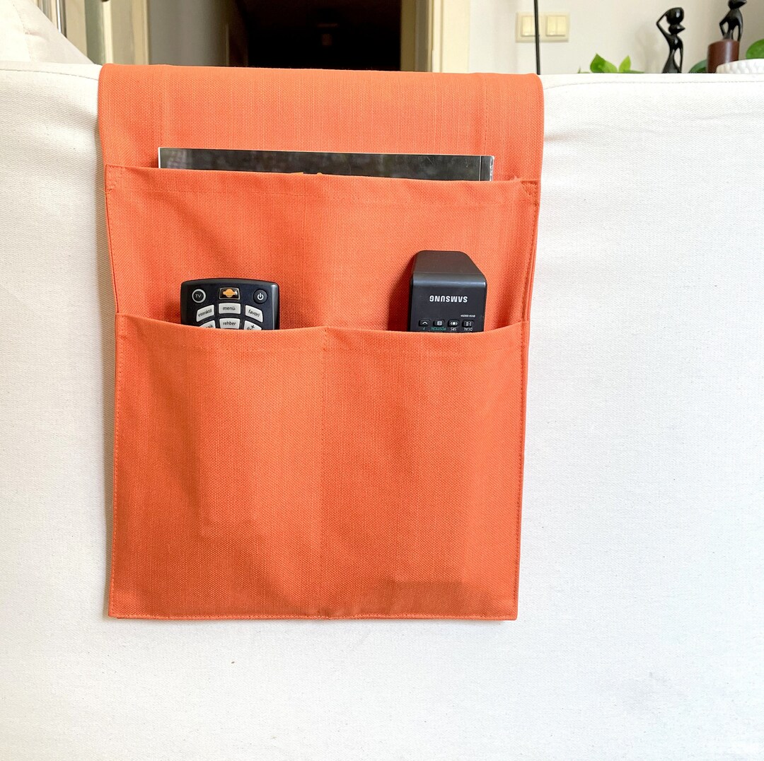 Orange Armrest Organizer,remote Control Holder,storage Basket,canvas ...