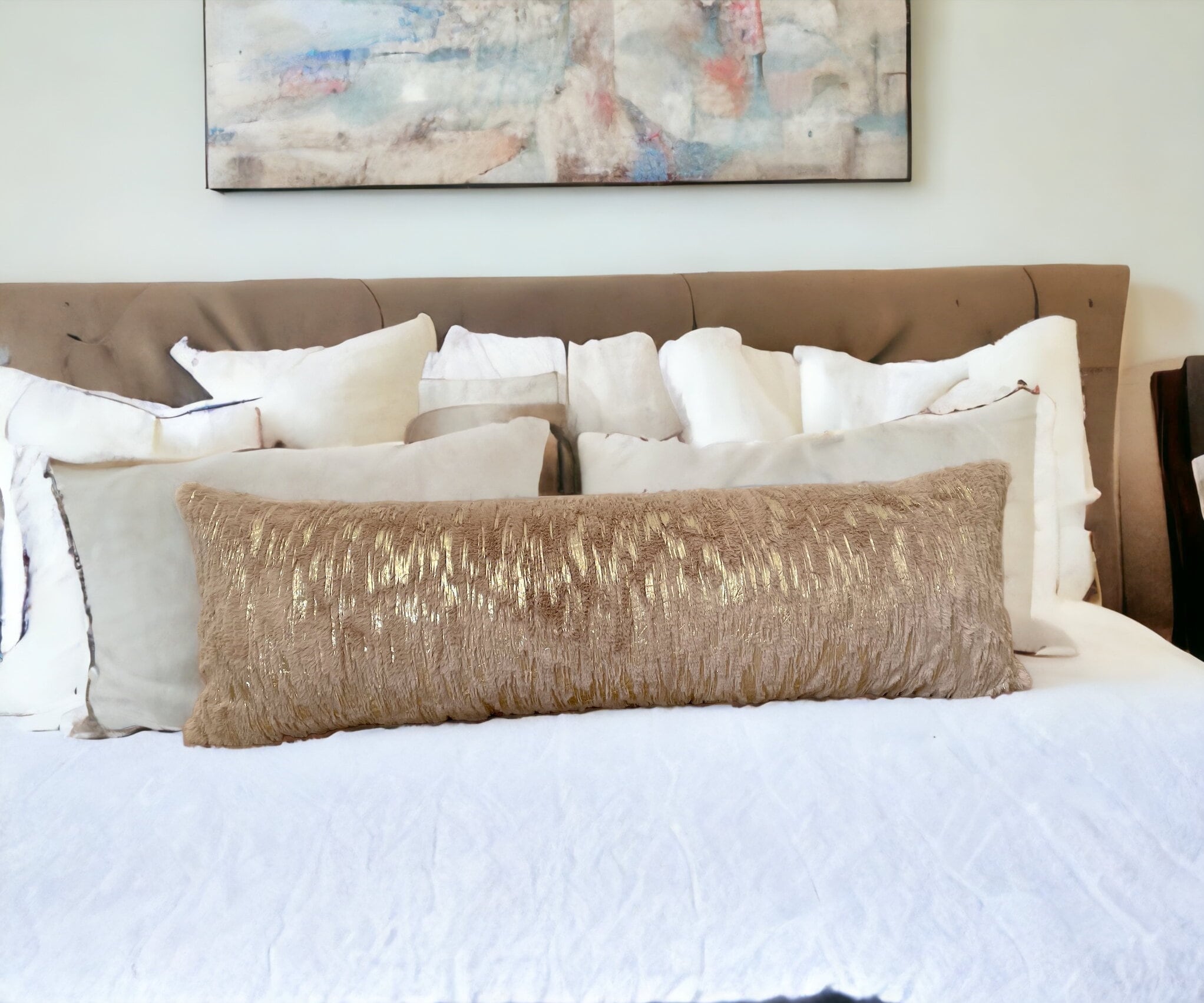 Camel Gold Extra Long Lumbar Pillow Cover,throw Pillows,faux Fur ...