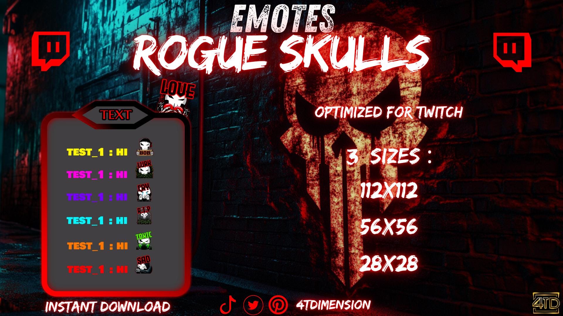 Emotes Rogue Skull for Twitch, Twitch Cute Emote Collection, Twitch ...